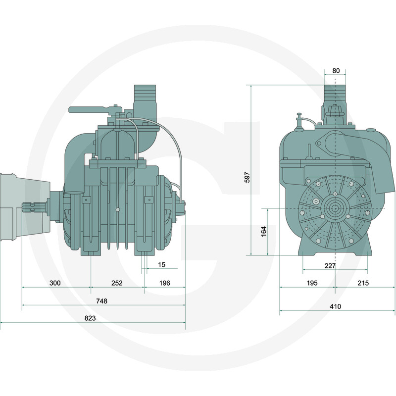 MEC/D compressor with oil pump, anticlockwise rotation, speed 1000 rpm ...